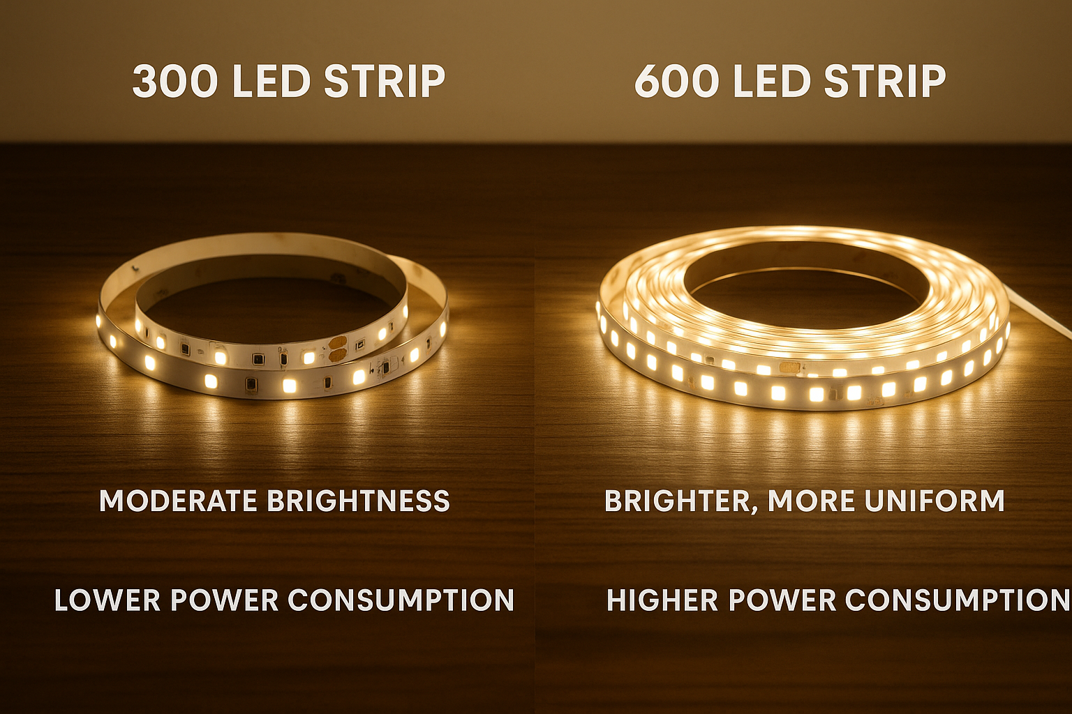 300 vs 600 LED Strip: Comparing Brightness, Efficiency & Applications
