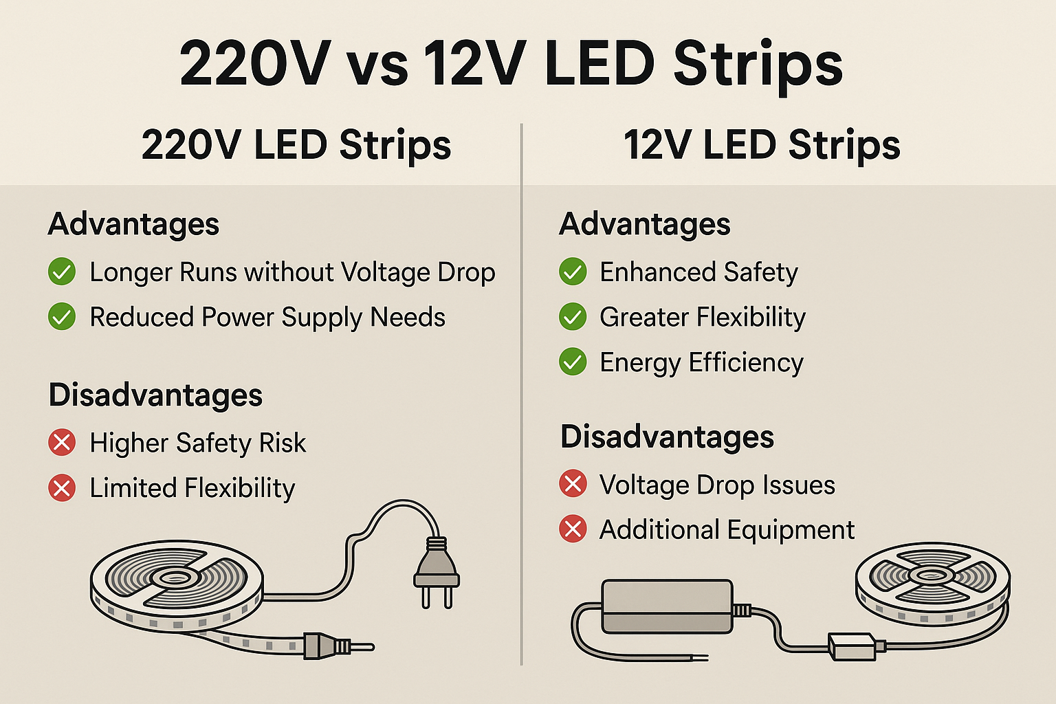LED Strip 220V vs 12V: Comparing Safety, Efficiency & Applications