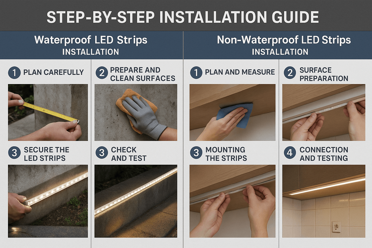 Waterproof vs Non-Waterproof LED Strips: How to Choose Clearly