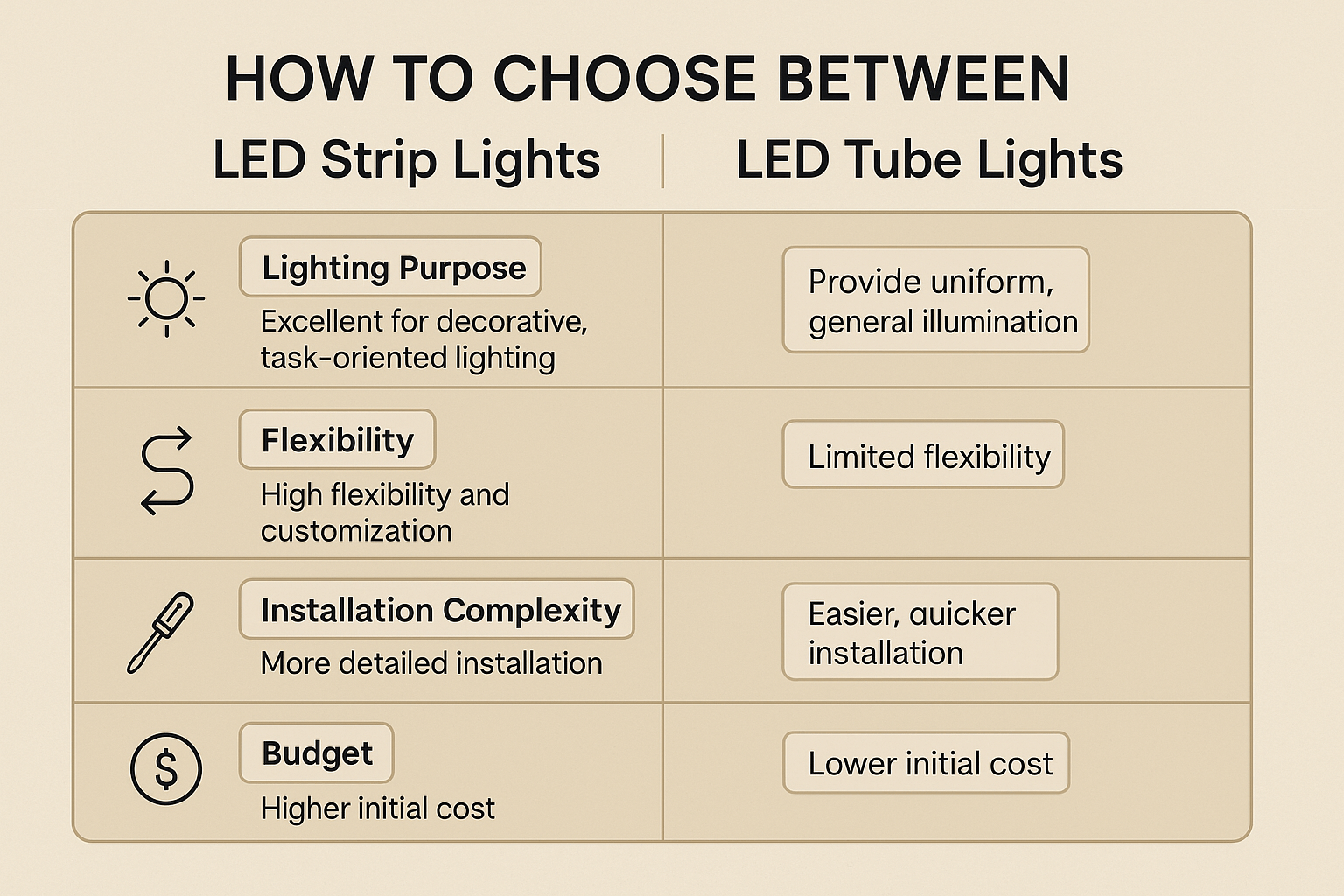 LED Strip vs Tube Light Guide